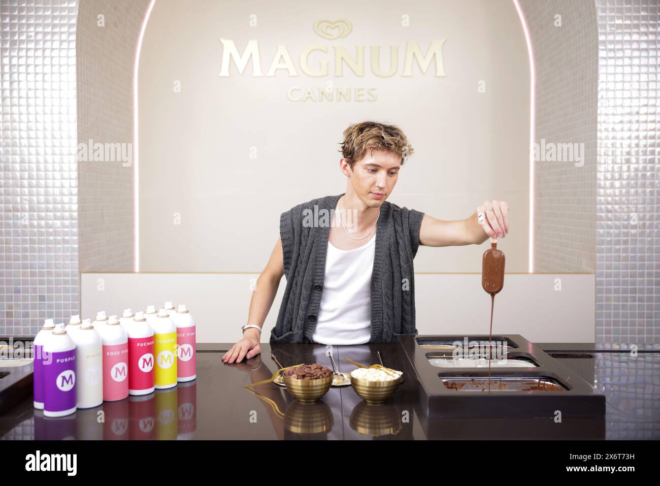 EDITORIAL USE ONLY Troye Sivan at the Dipping Bar experience at the ...