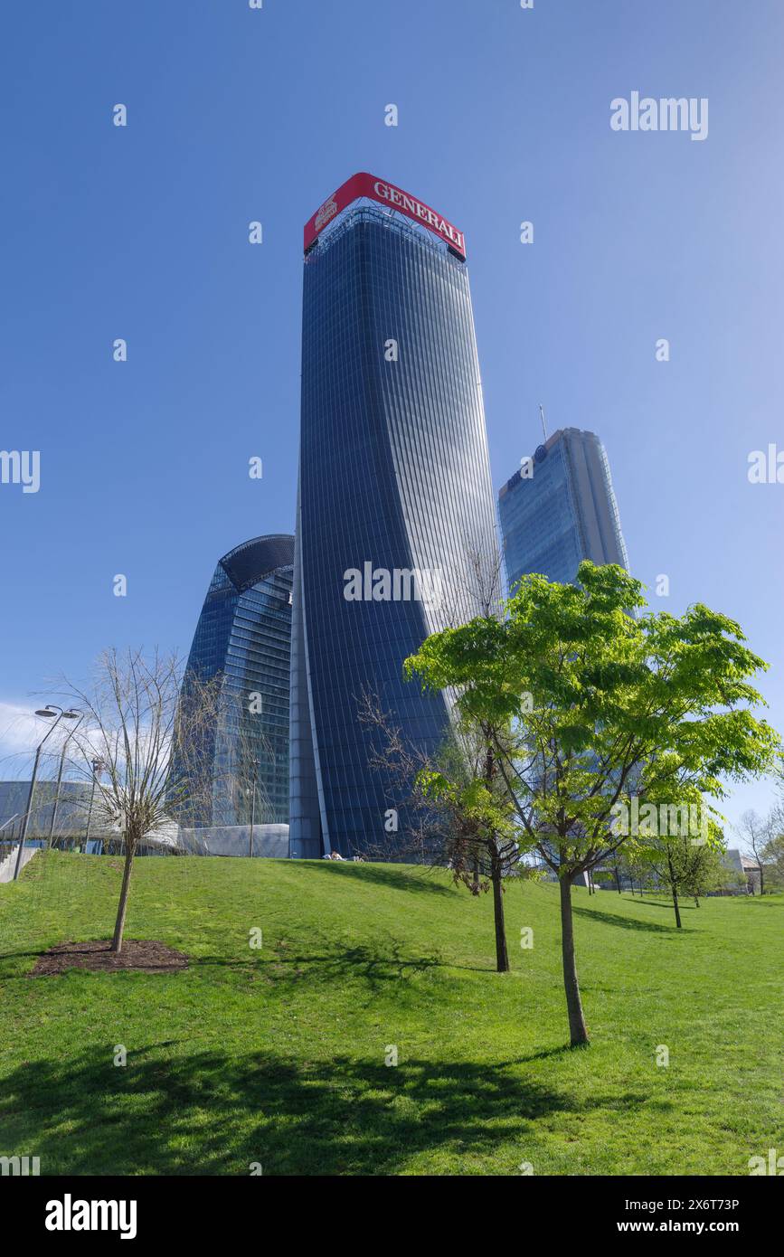 Skyscrapers Generali Tower, Libeskind Tower and Allianz Tower in the ...