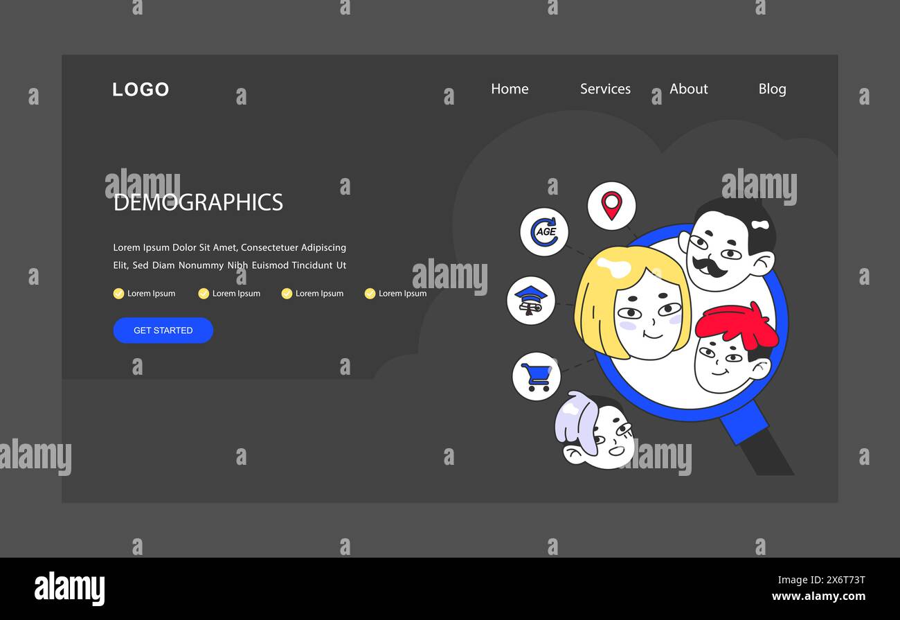Demographic targeting concept. Detailed analysis of age, location, and ...