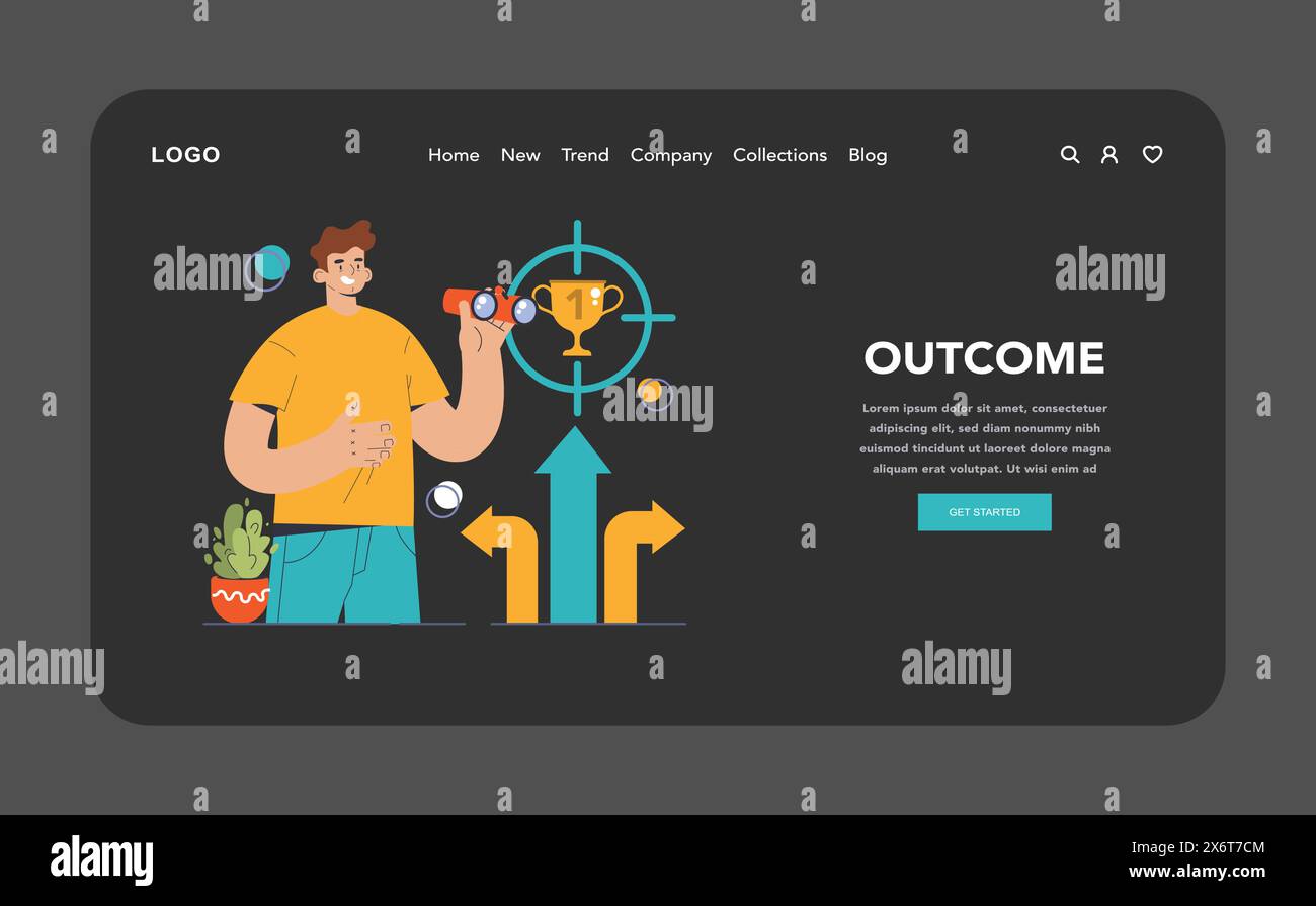 Decision-making dark or night mode web, landing. Strategic thinking, brainstorming and solution ...
