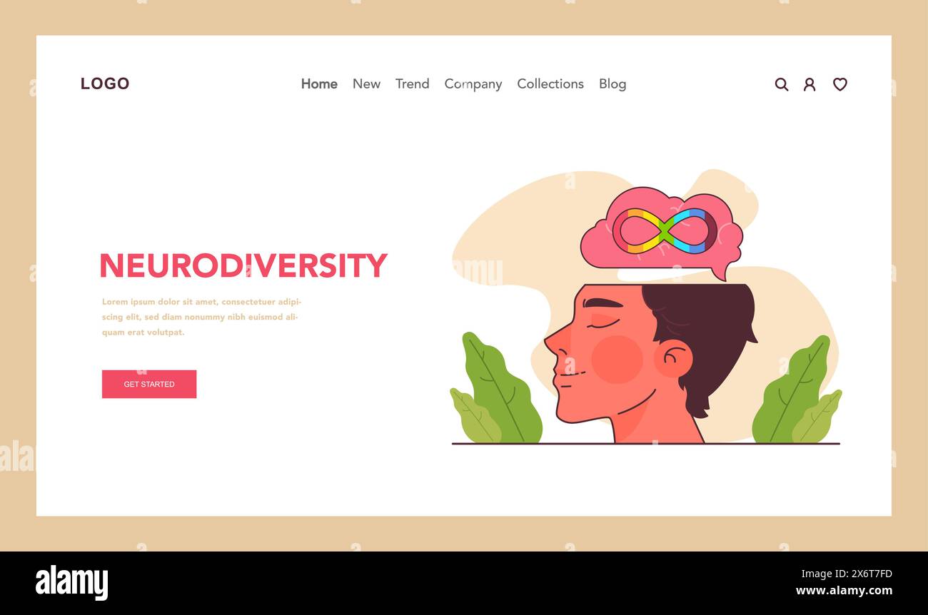 Neurodiversity web banner or landing page. Cognitive development ...