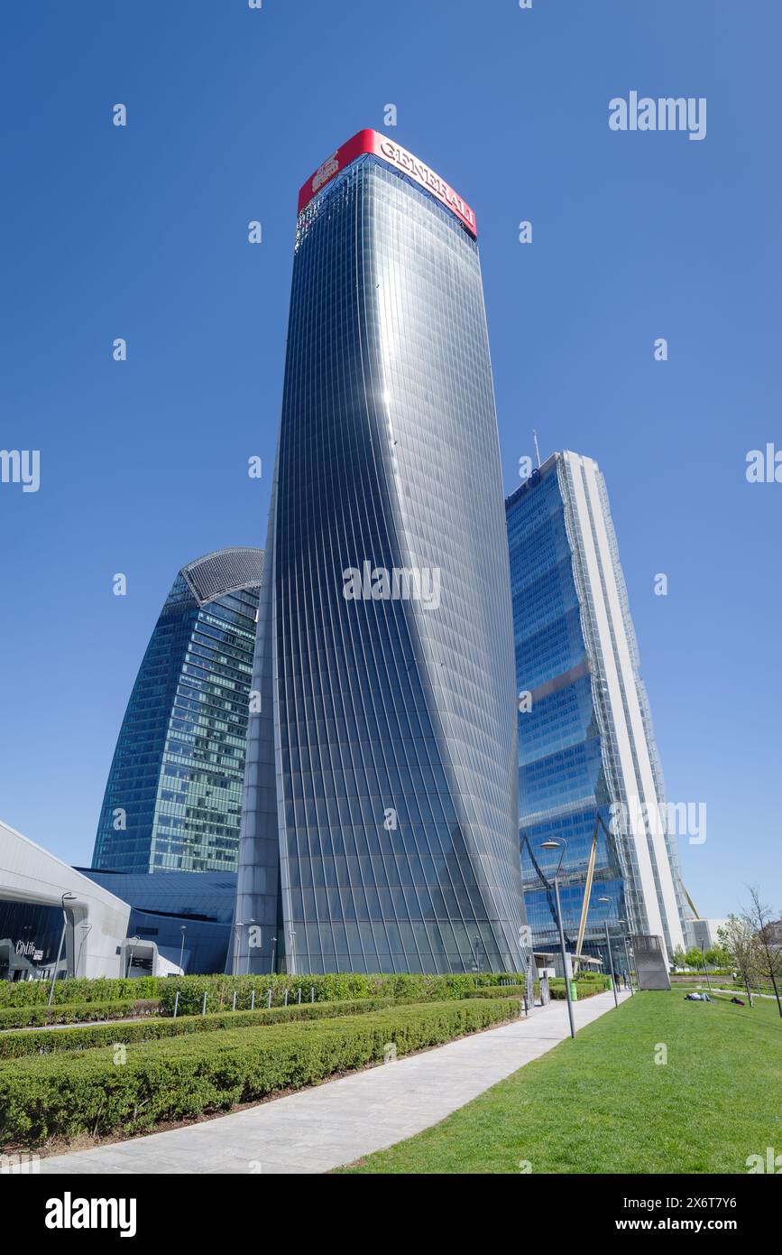 Skyscrapers Generali Tower, Libeskind Tower and Allianz Tower in the ...