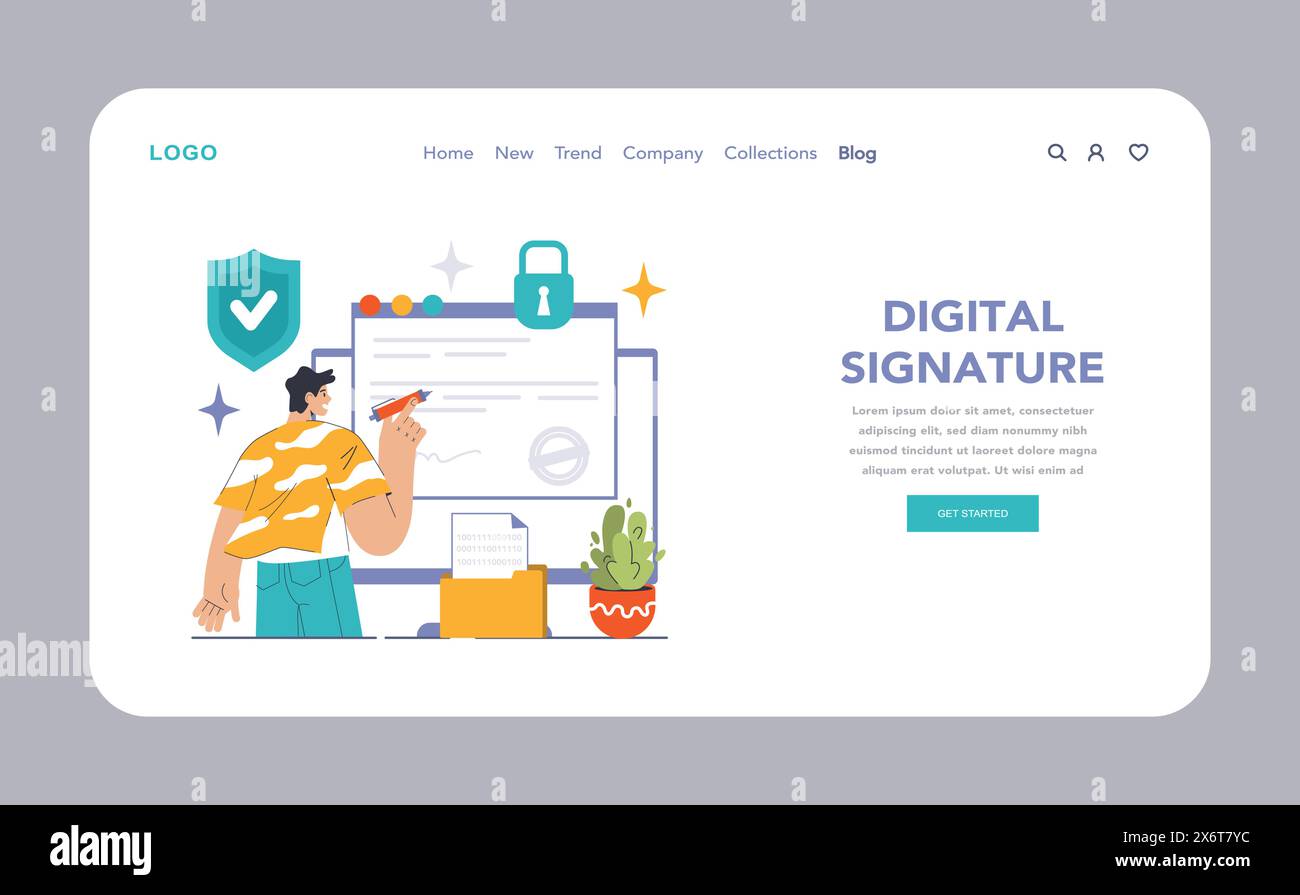 Data encryption web or landing. Personal information, internet access ...
