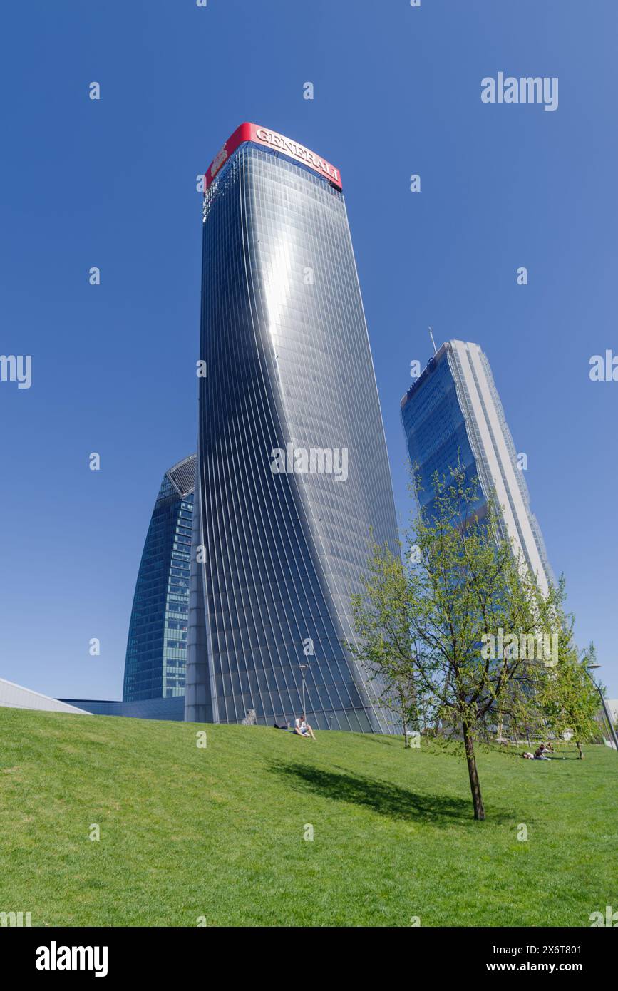 Skyscrapers Generali Tower, Libeskind Tower and Allianz Tower in the ...