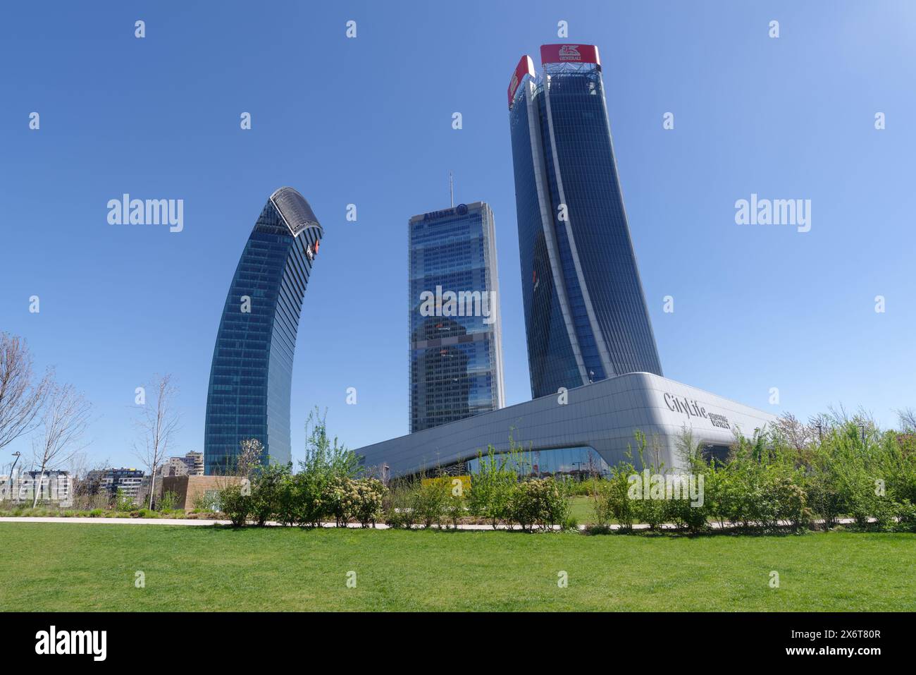 Skyscrapers Generali Tower, Libeskind Tower and Allianz Tower in the ...