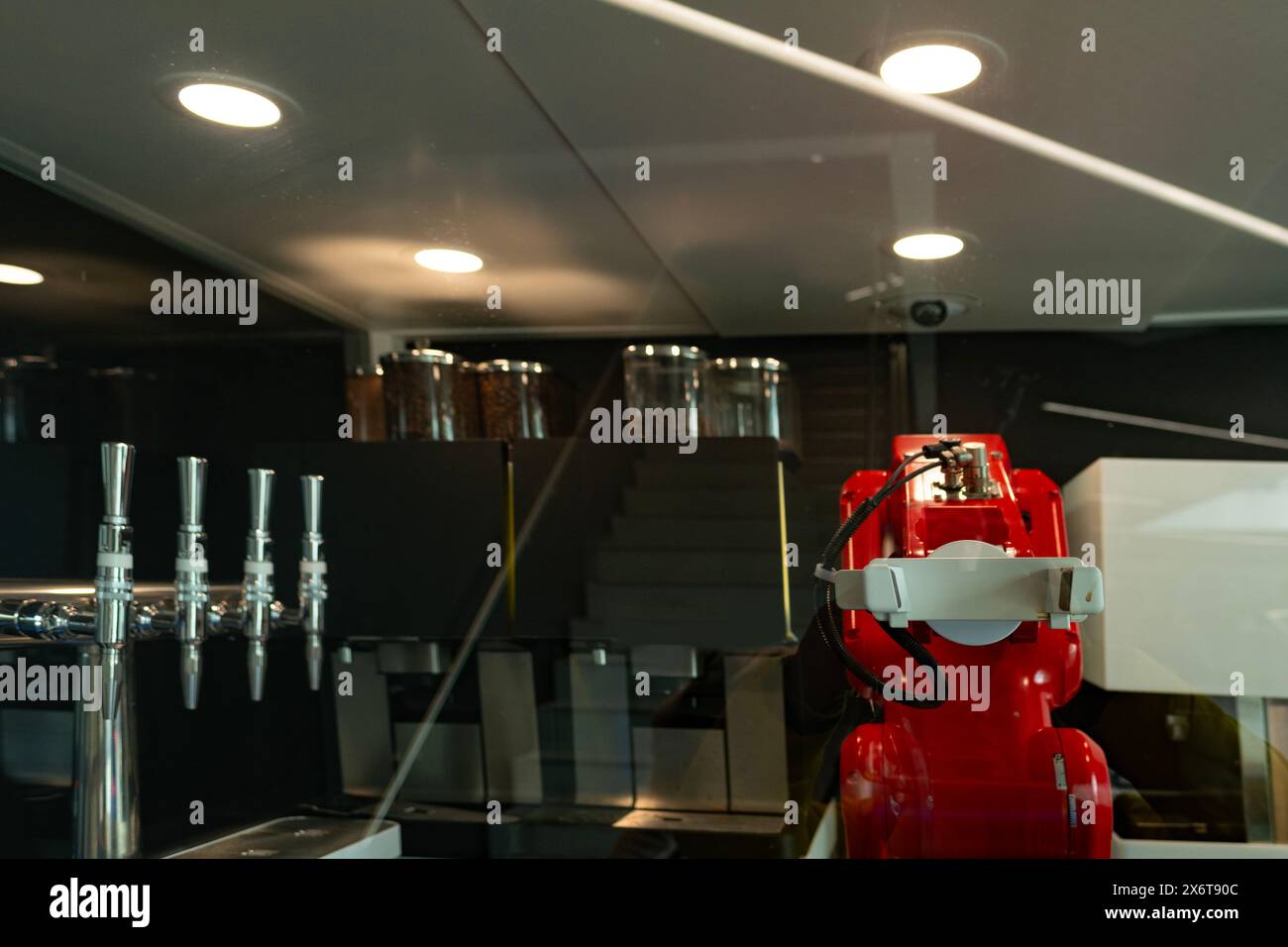 red programmable Tesla robotic mechanical arm with similar functions to ...