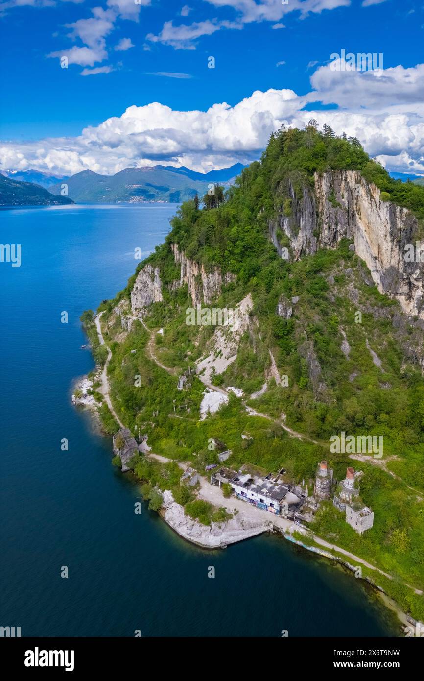 Aerial view of the small church of Santa Veronica in Caldè on Lake ...