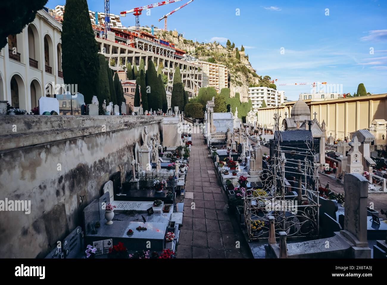 Monaco, Monaco - 18 November 2023 : View of the old cemetery in the ...