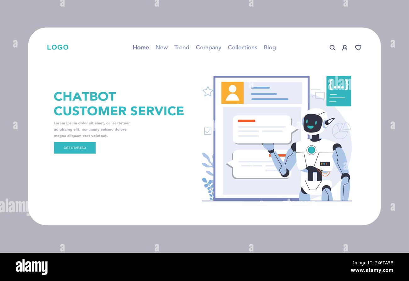 Chat bot web or landing. AI-powered customer service. Online ...