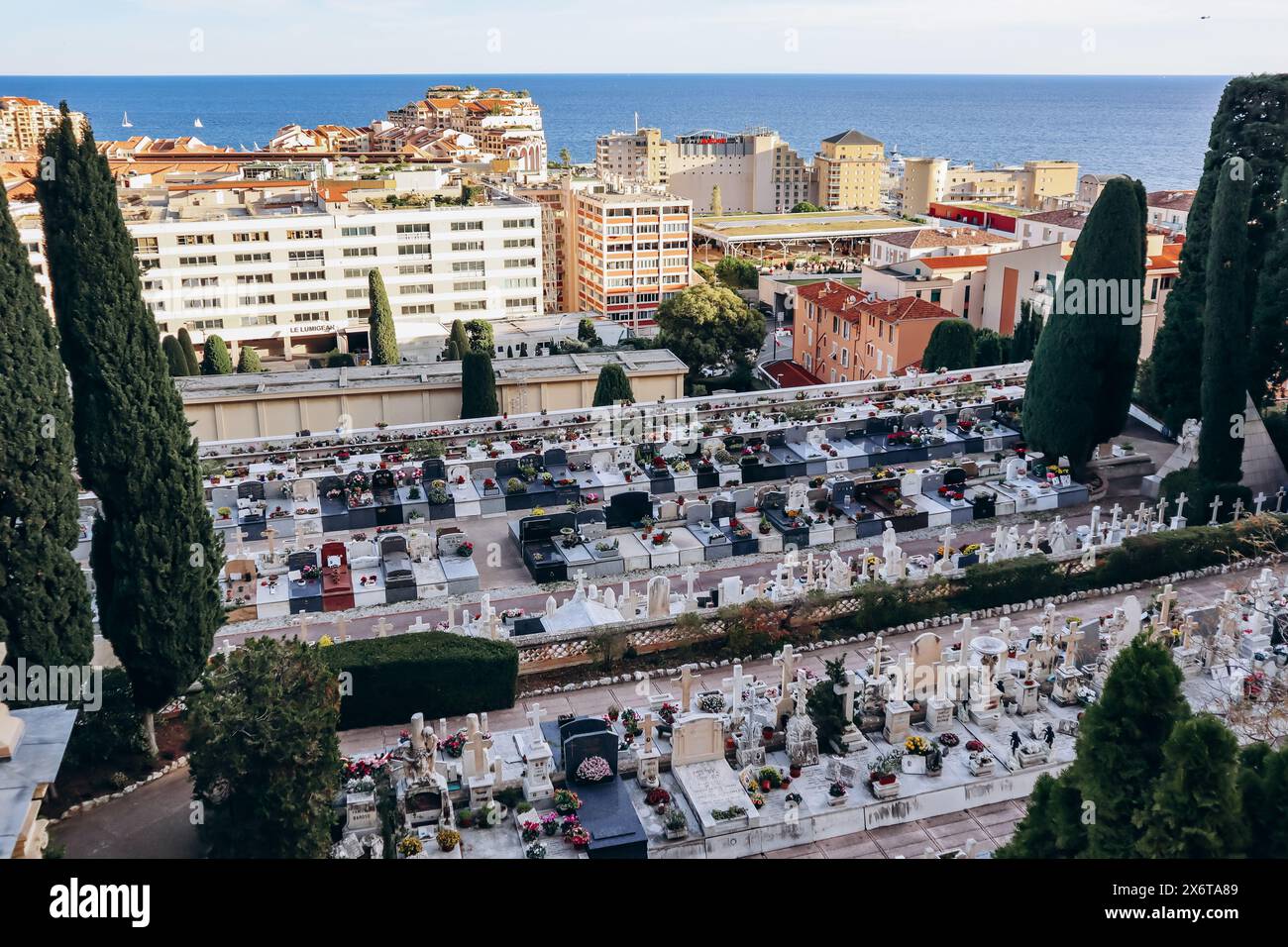 Monaco, Monaco - 18 November 2023 : View of the old cemetery in the ...