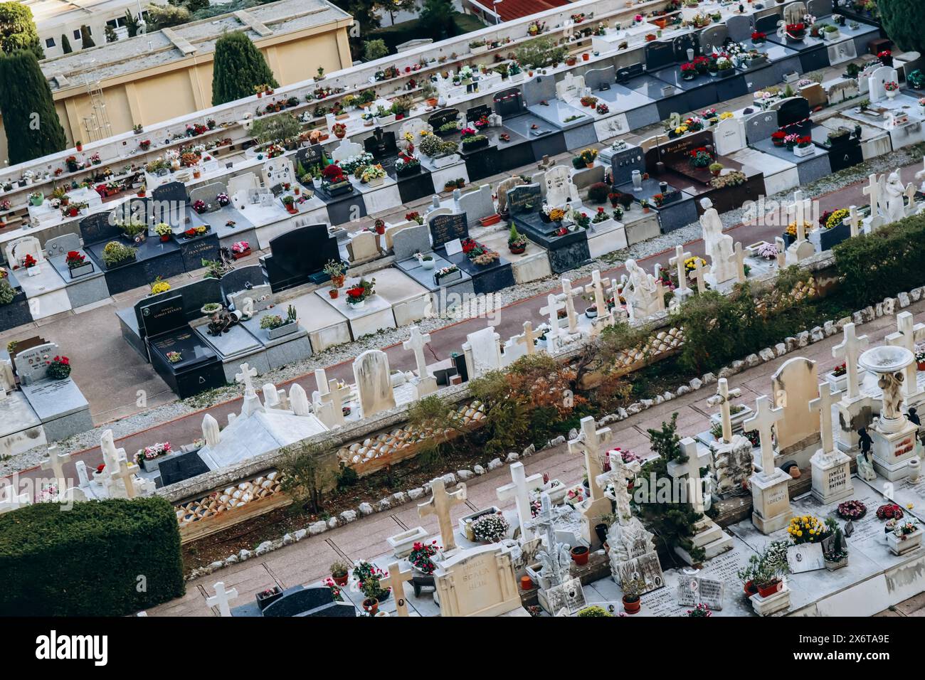 Monaco, Monaco - 18 November 2023 : View of the old cemetery in the ...