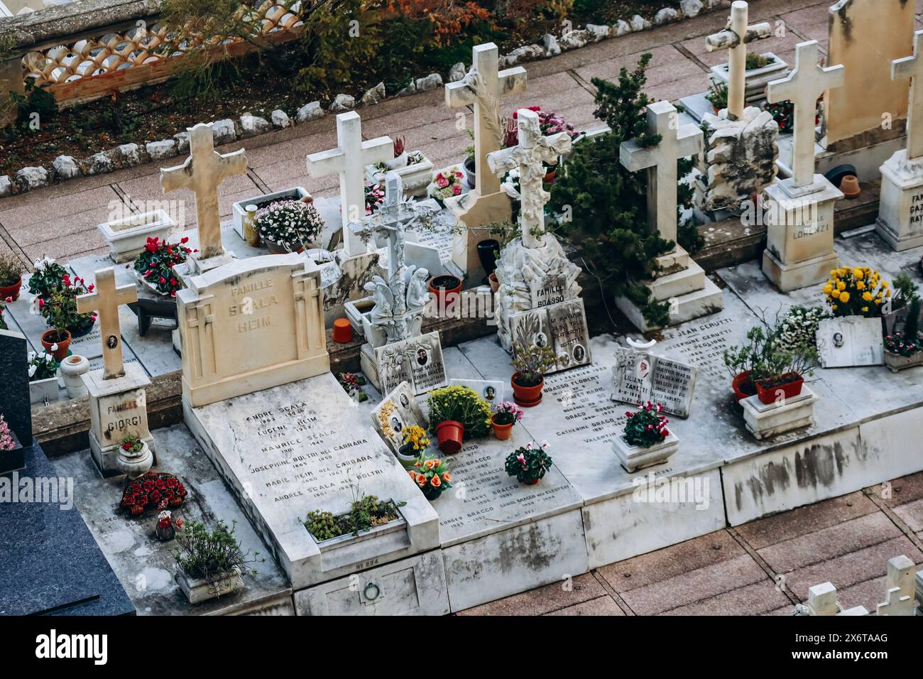 Monaco, Monaco - 18 November 2023 : View of the old cemetery in the ...