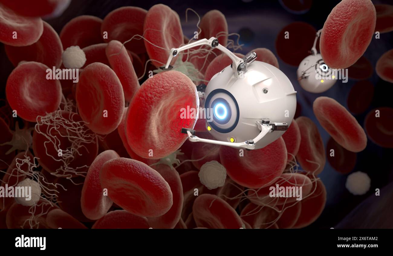 the use of nanorobots for the treatment of a blood clot. 3D ...