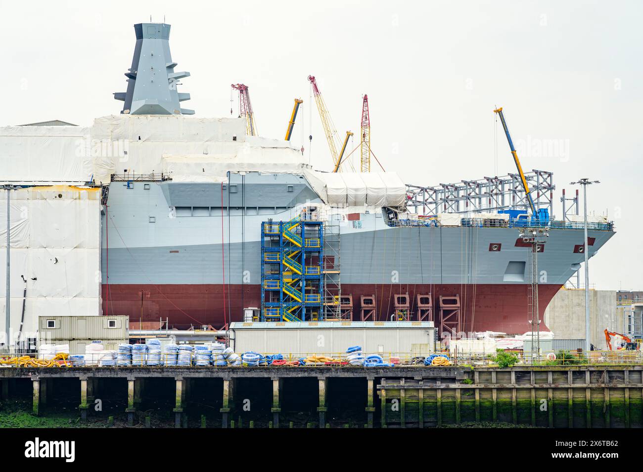 HMS Cardiff, a Royal Navy Type 26 Frigate under construction at BAE ...