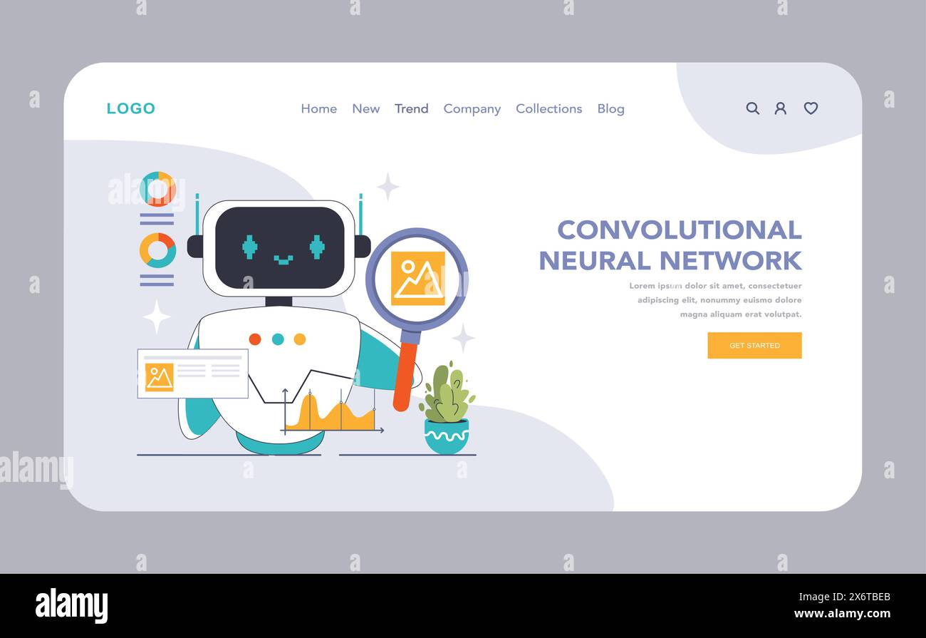 Convolutional Neural Network theme. Friendly robot analyzing image data ... Convolutional Neural Network theme. Friendly robot analyzing image data ...