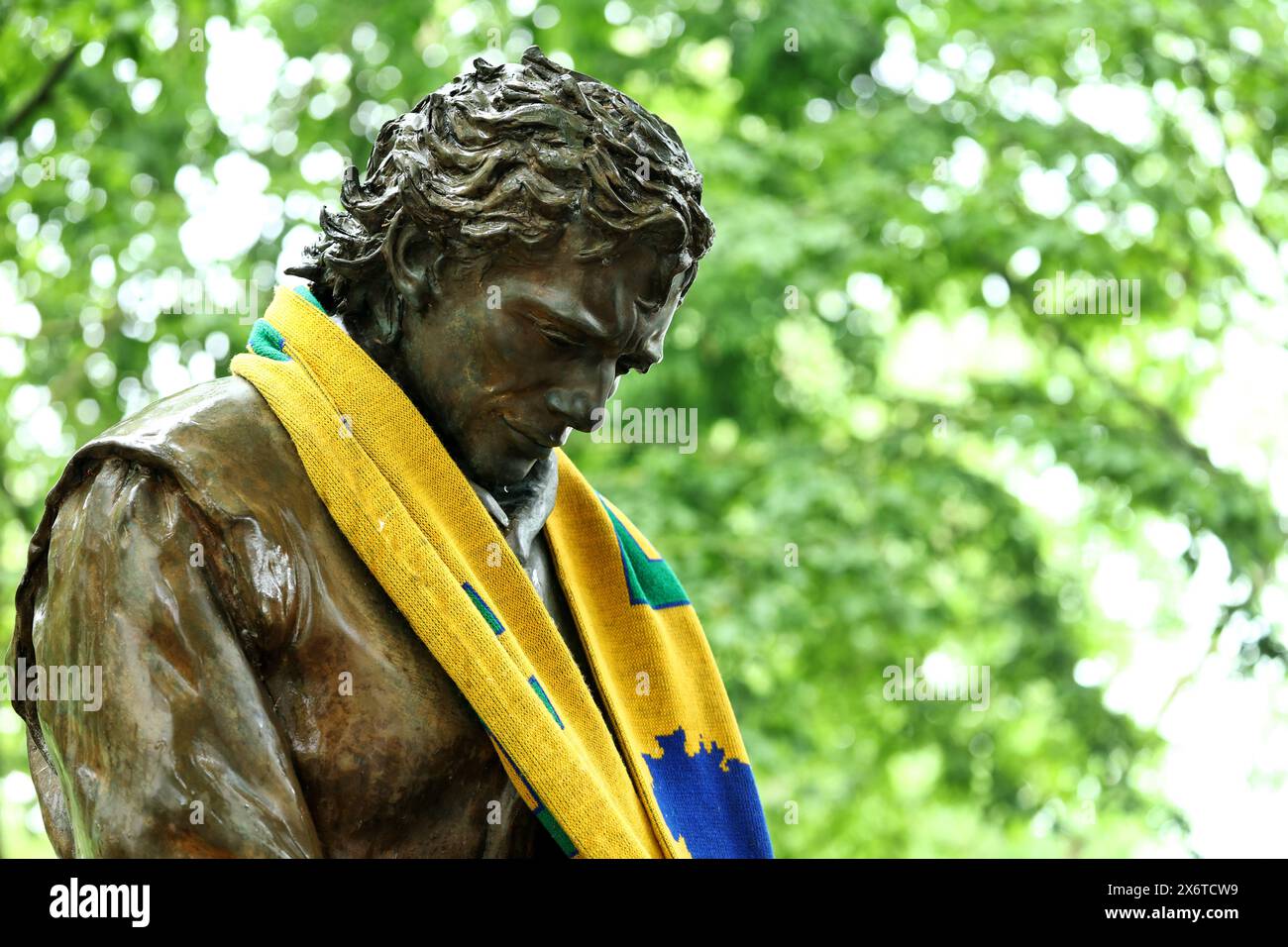 Imola, Italy. 16th May, 2024. Circuit atmosphere - statue of Ayrton ...