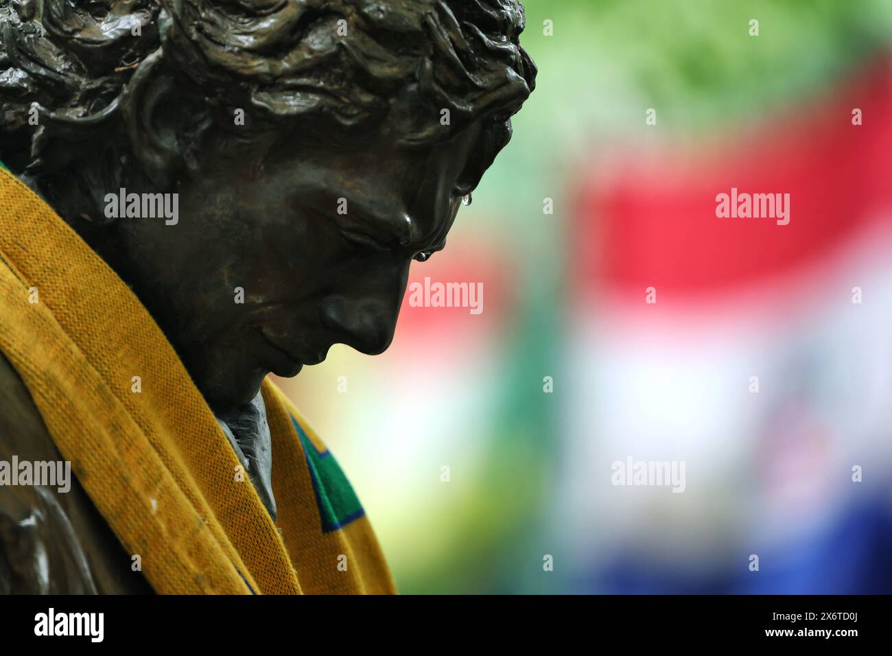 Imola, Italy. 16th May, 2024. Circuit atmosphere - statue of Ayrton ...