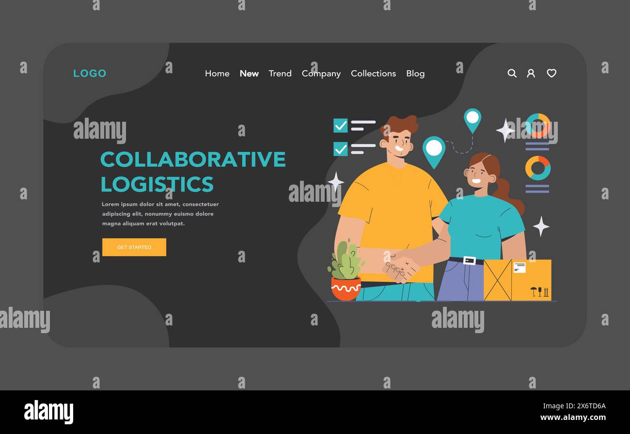 Collaborative Logistics concept. A duo showcasing teamwork in supply chain management with ...