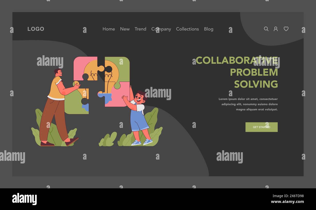 Collaborative Problem Solving concept. Two people fitting puzzle pieces ... Collaborative Problem Solving concept. Two people fitting puzzle pieces ...