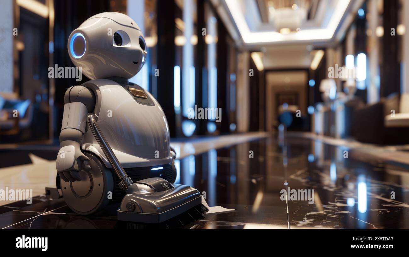 The picture of the robot that working as vacuum cleaner inside the ...