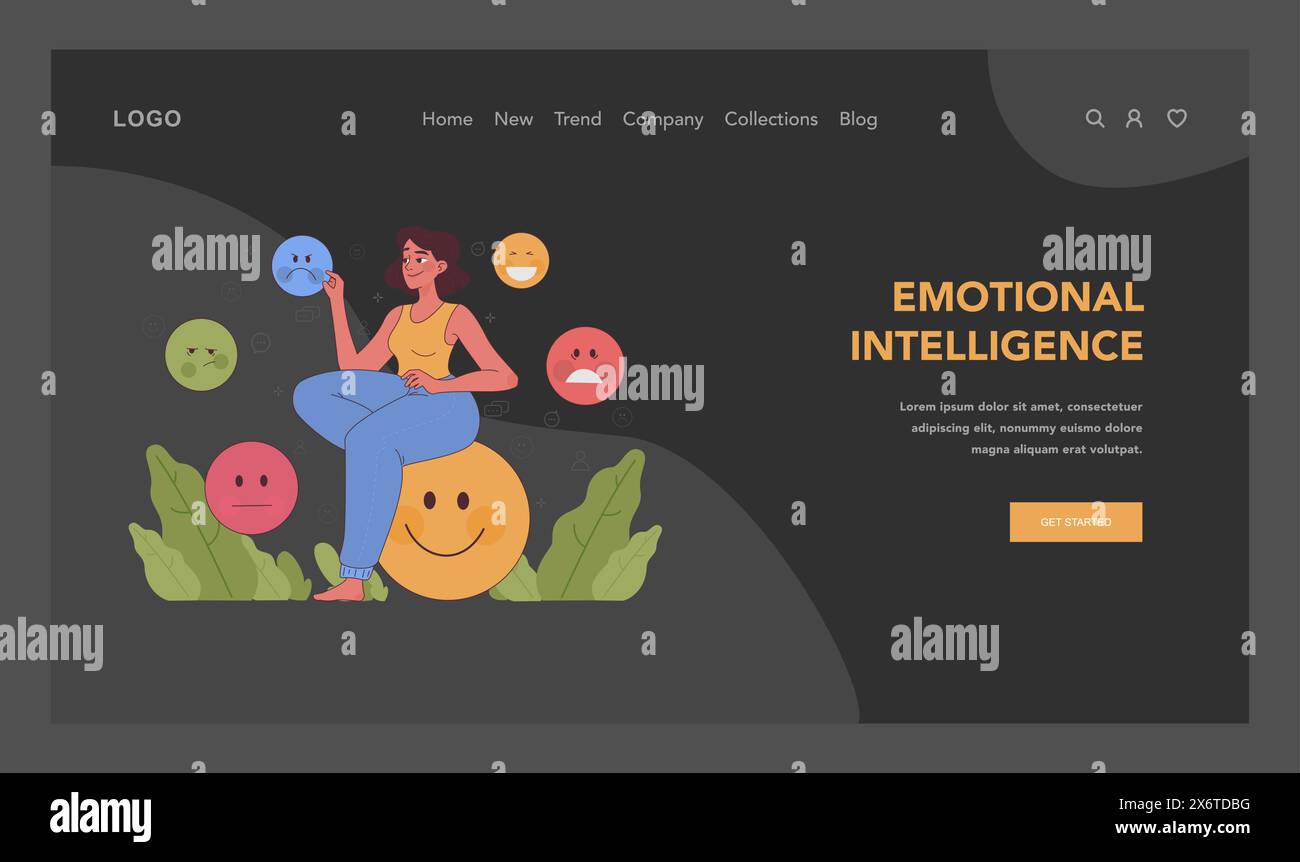 Emotional intelligence concept. Woman balances different emotions ...