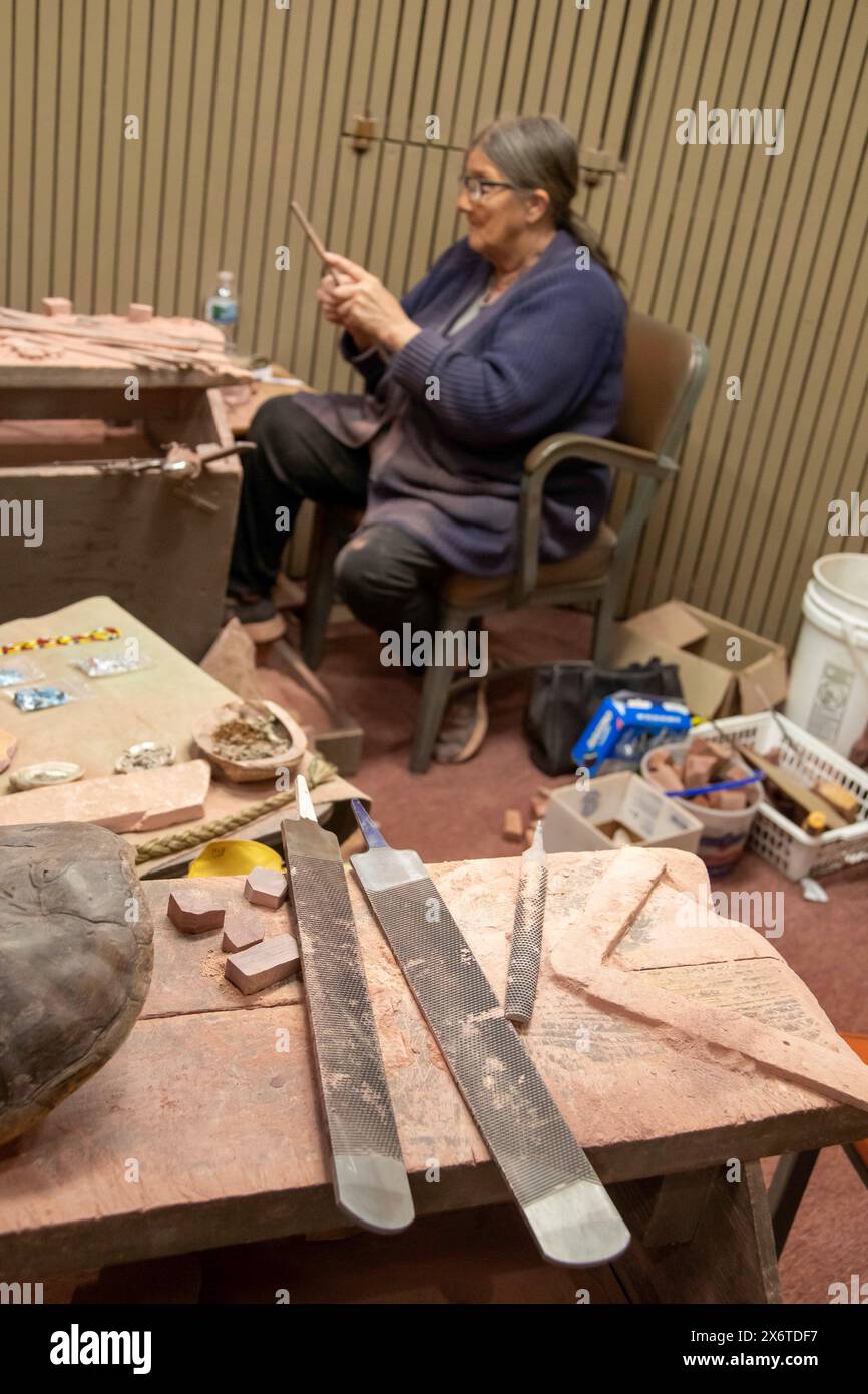 Pipestone, Minnesota - A Native American uses files in making pipes ...
