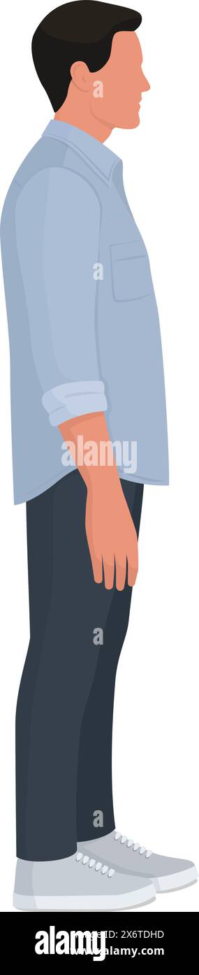 Confident man standing and looking ahead, side view, isolated Stock ...