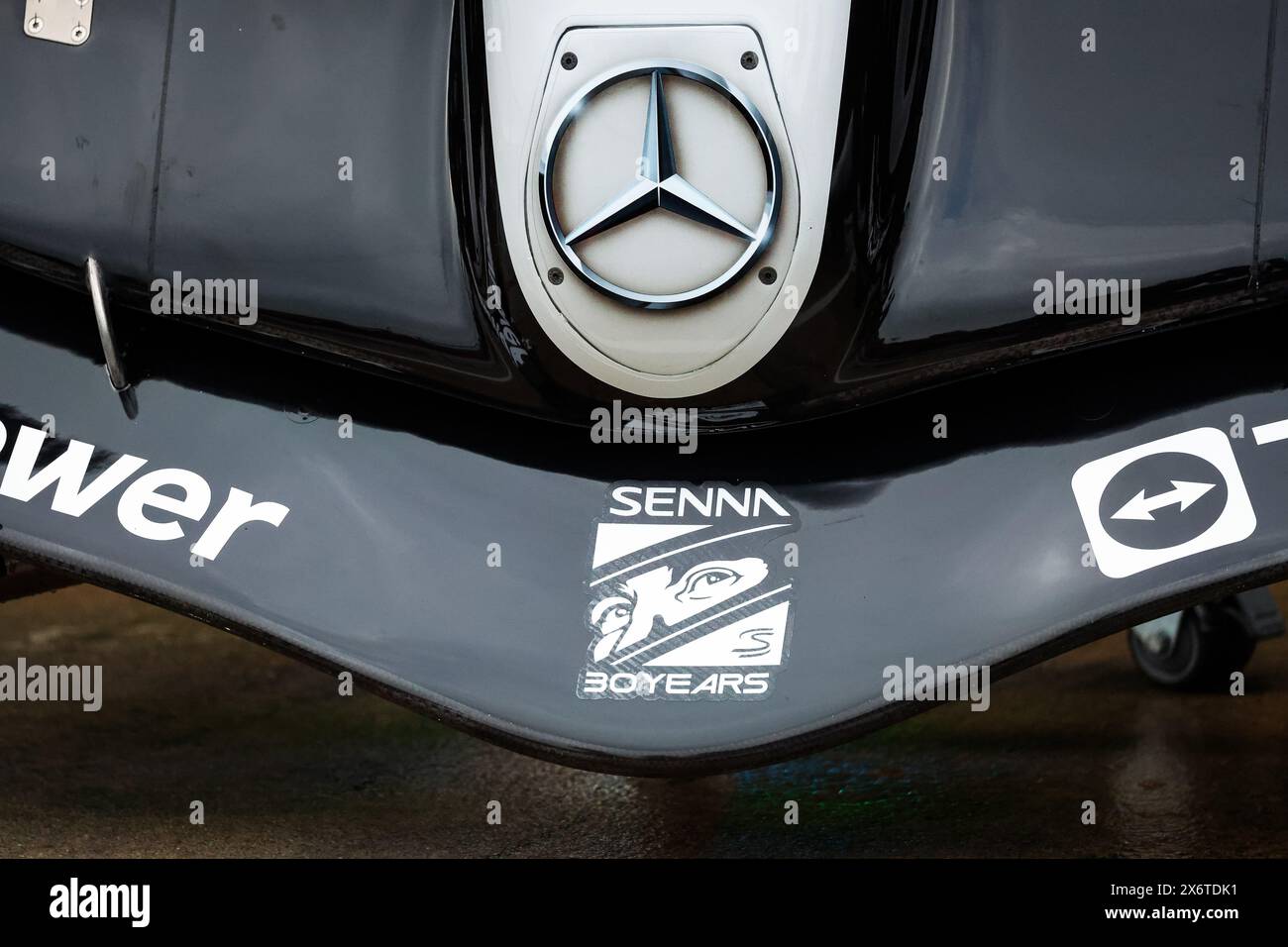 Imola, Italie. 16th May, 2024. Ayrton Senna tribute sticker on the ...