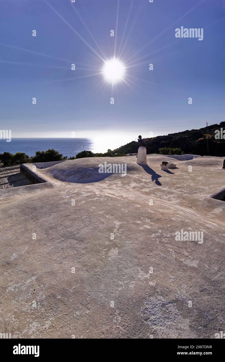 ITALY, Sicily, Pantelleria island, the roof of a Dammuso, tipical local ...