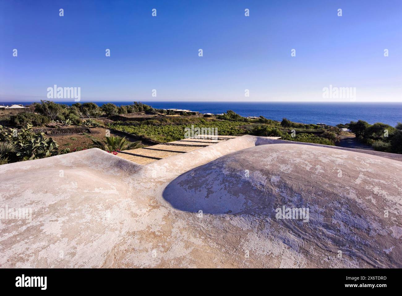 ITALY, Sicily, Pantelleria island, the roof of a Dammuso, tipical local ...