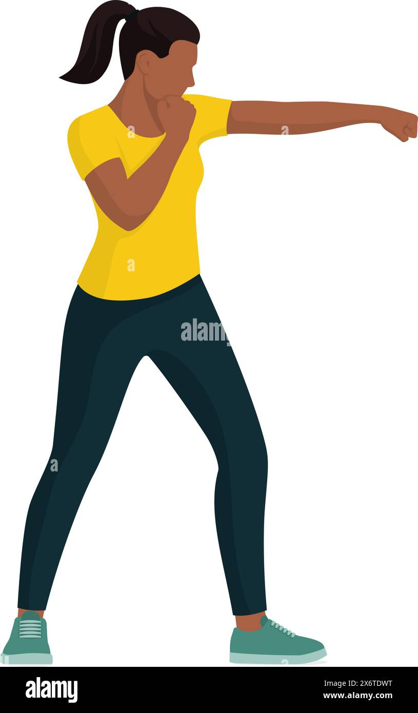 Confident strong woman giving a punch, fight and self-defense concept ...