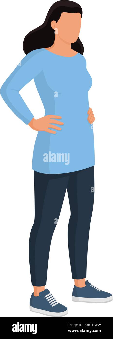 Confident strong woman posing with arms akimbo, full length, isolated ...