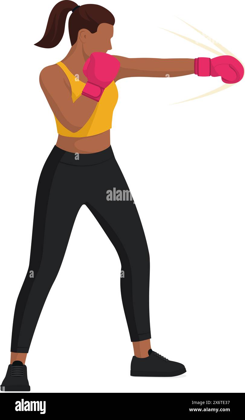 Boxer woman giving a punch, martial arts and fight concept Stock Vector ...