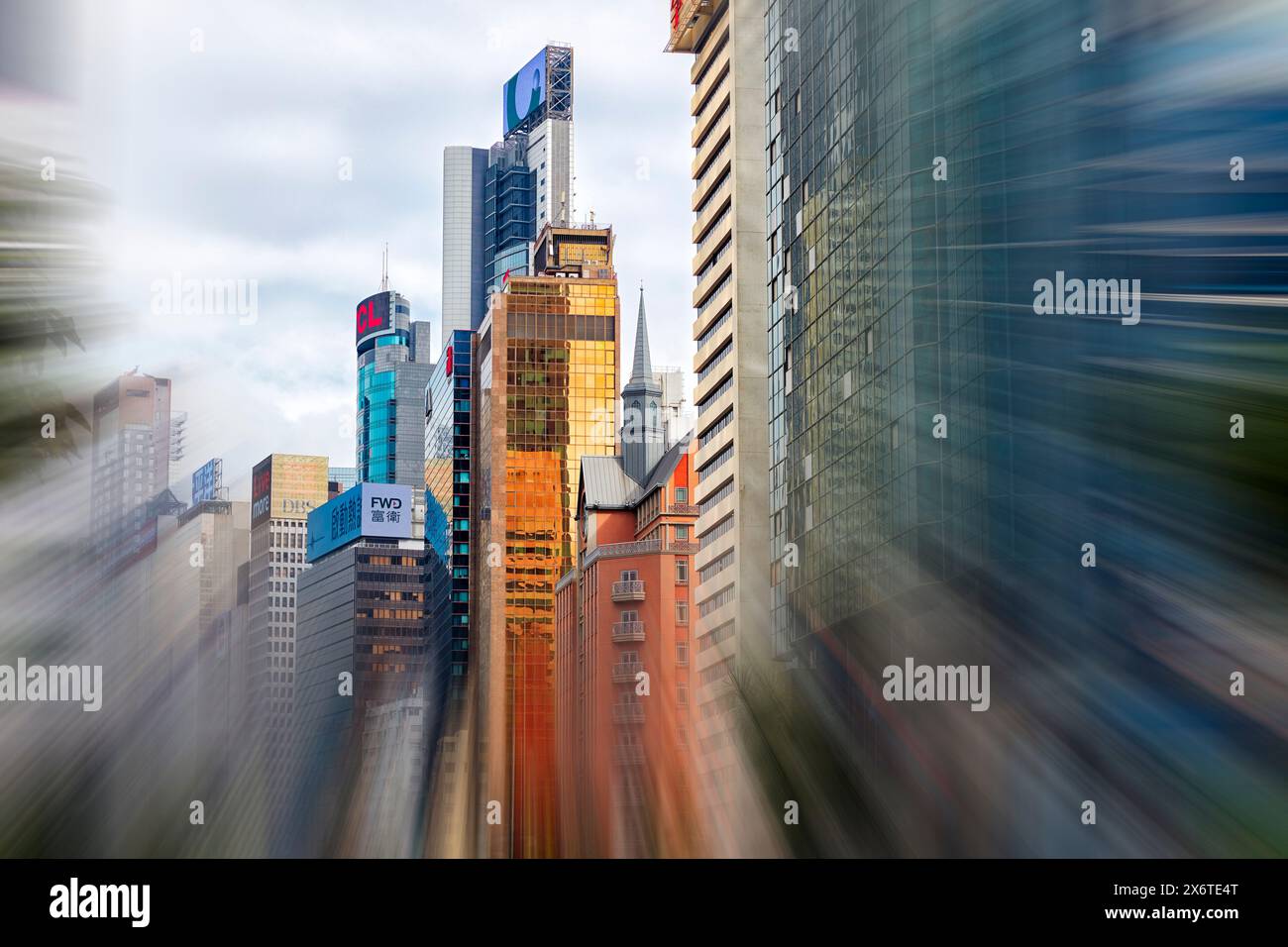 Radial blur of modern high-rise buildings on Gloucester Road in Wan ...