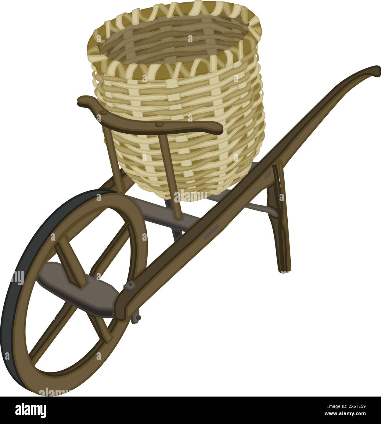Colonial Wheelbarrow Basket Stock Vector Image & Art - Alamy