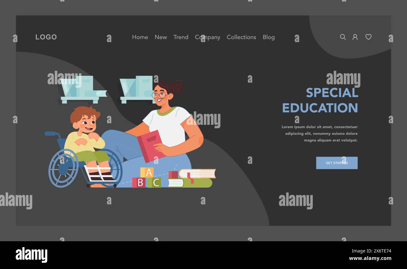 Inclusive education. Learning moment between young boy with special ...