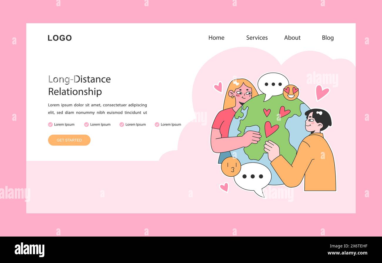 Long-distance relationship web or landing. Couple remote communication ...