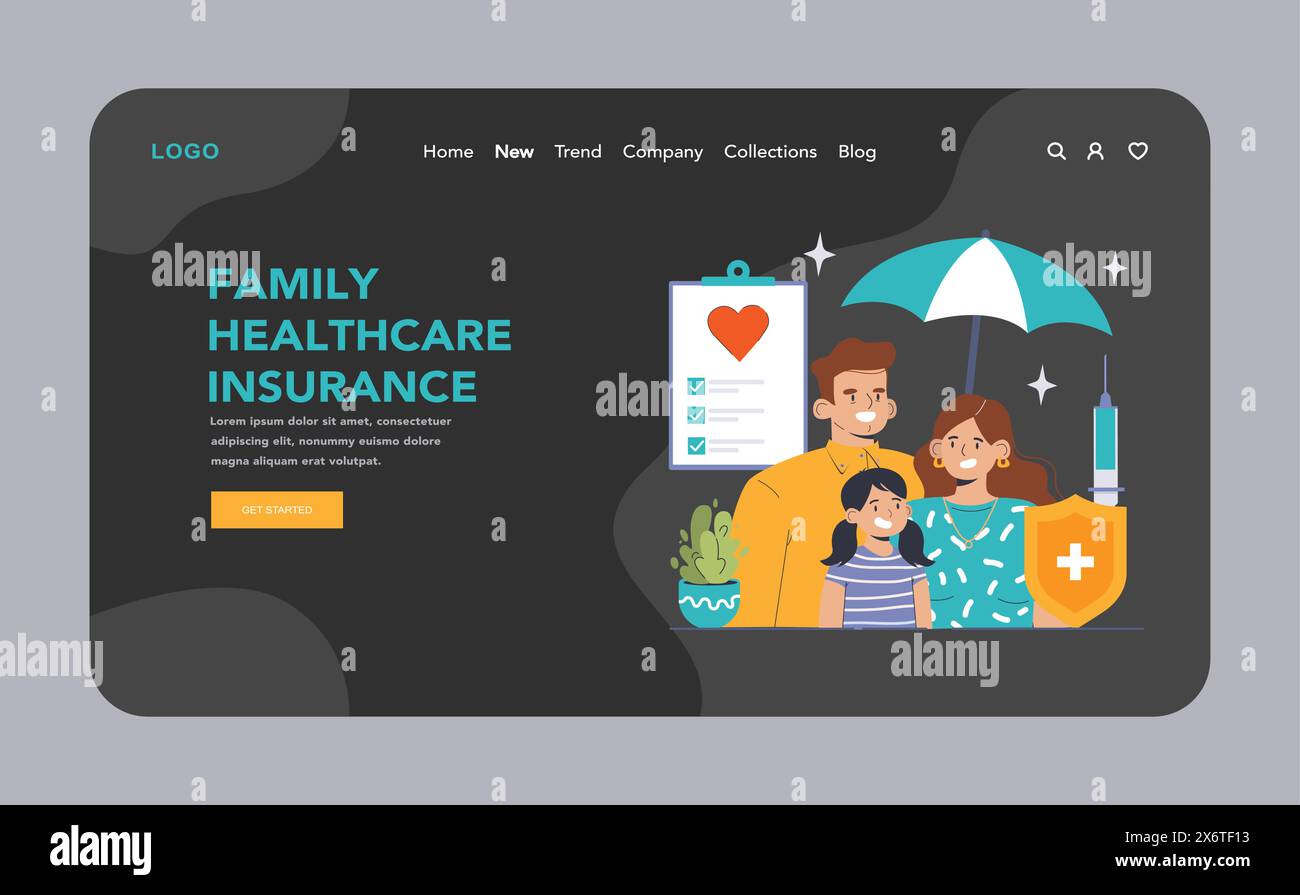 Family Healthcare Insurance concept. Illustration of a secure family ...