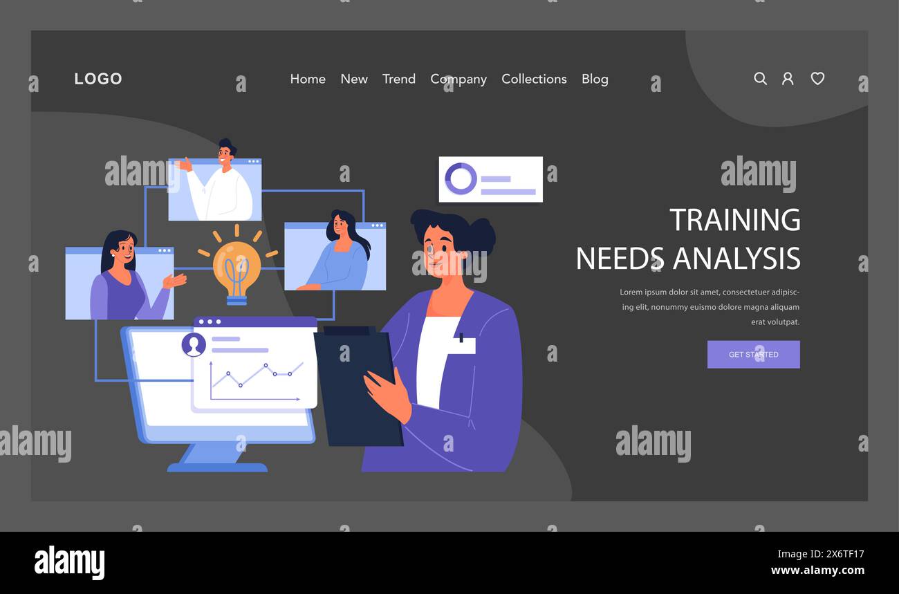 Training Needs Analysis process where a professional woman with a ...