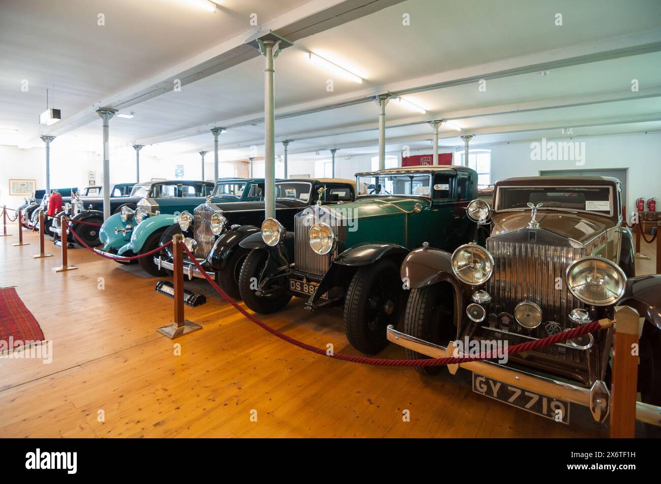 Rolls-Royce Museum in Dornbirn. Tightly parked vintage cars in a ...