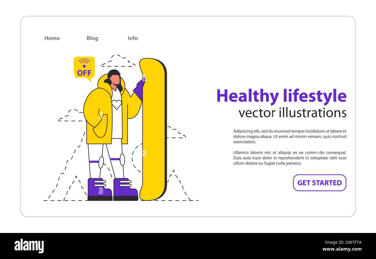 FOMO Defeat concept. Illustration showing a person switching off a Wi ...