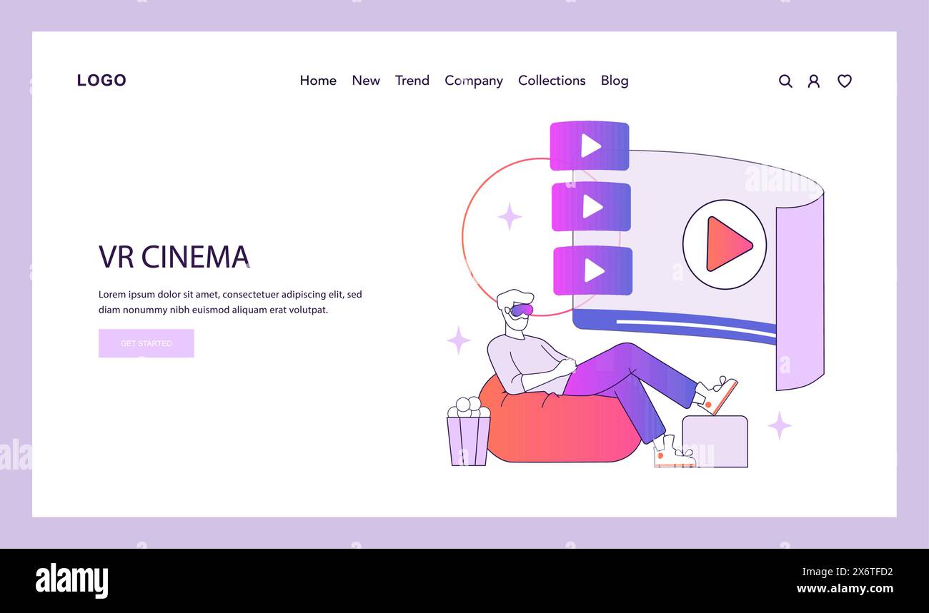 Virtual reality cinema concept. A person enjoys a VR movie experience ...