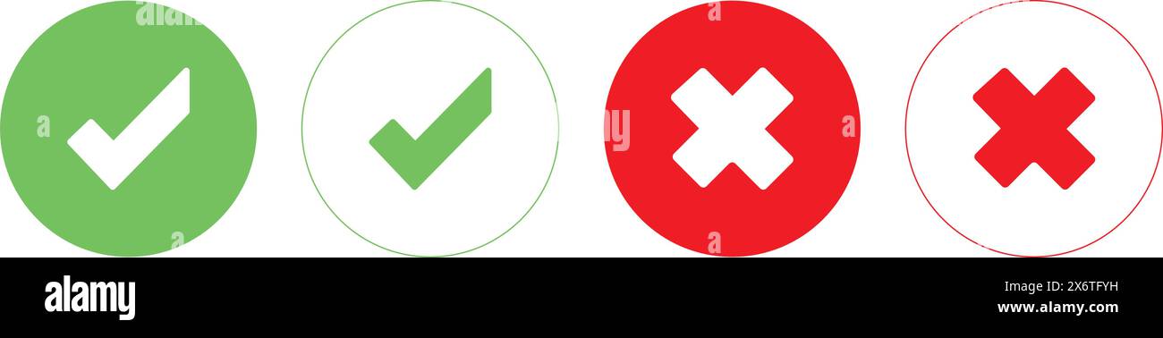 Validation and refusal icons. Green check mark and red cross mark Stock ...