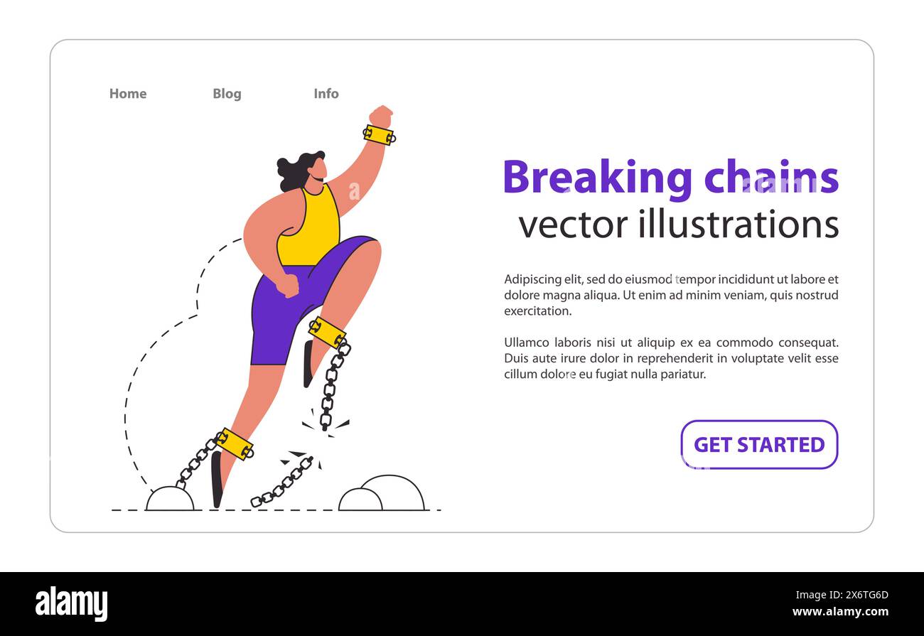 Chains Breakthrough concept A figure triumphantly breaks free from ...