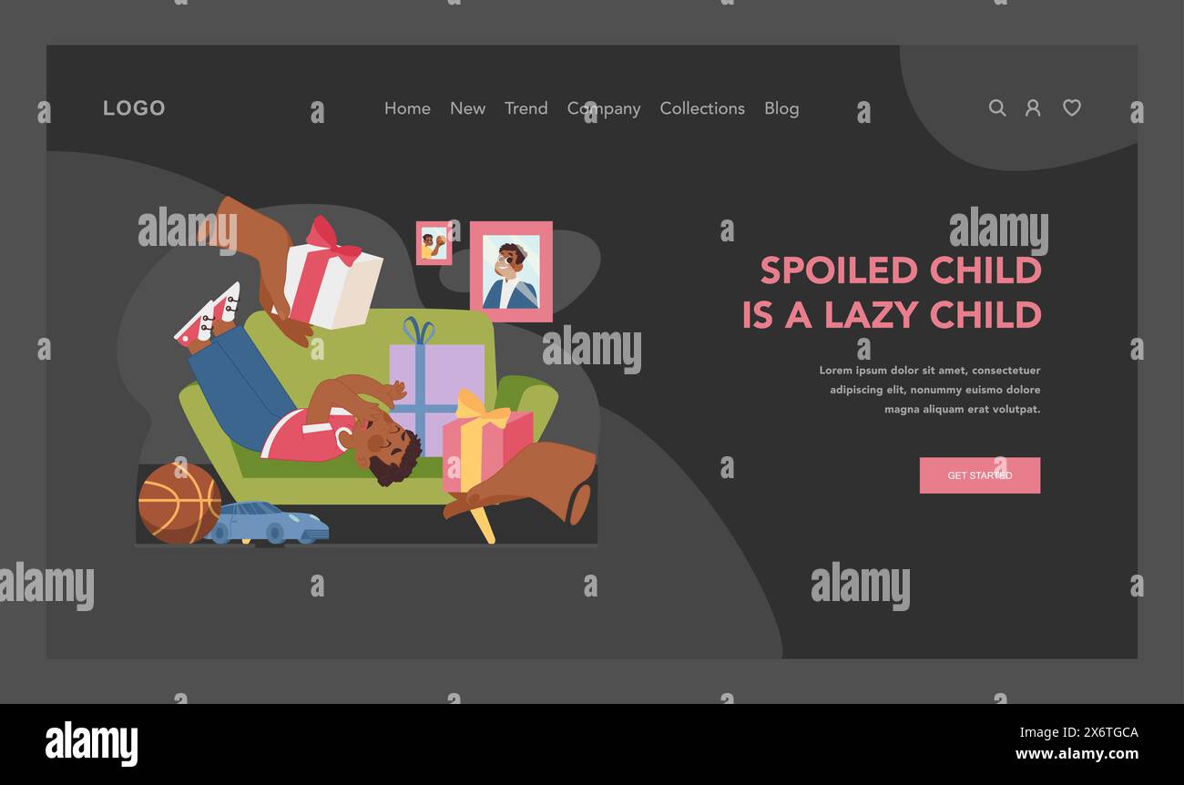 Consequences of overindulgence concept. Bored yawning boy surrounded by ...