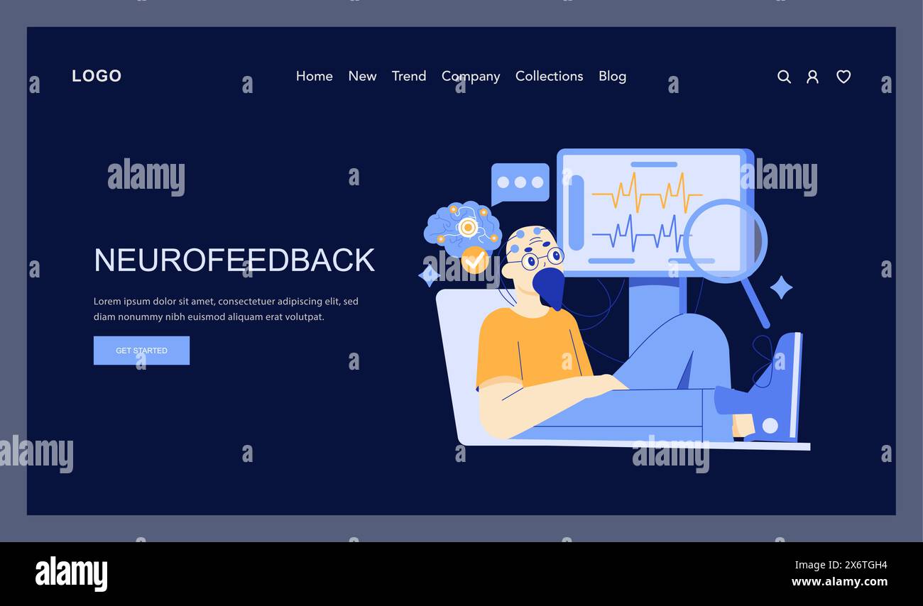 Neurofeedback concept Engaging vector illustration presenting brainwave monitoring for cognitive ...