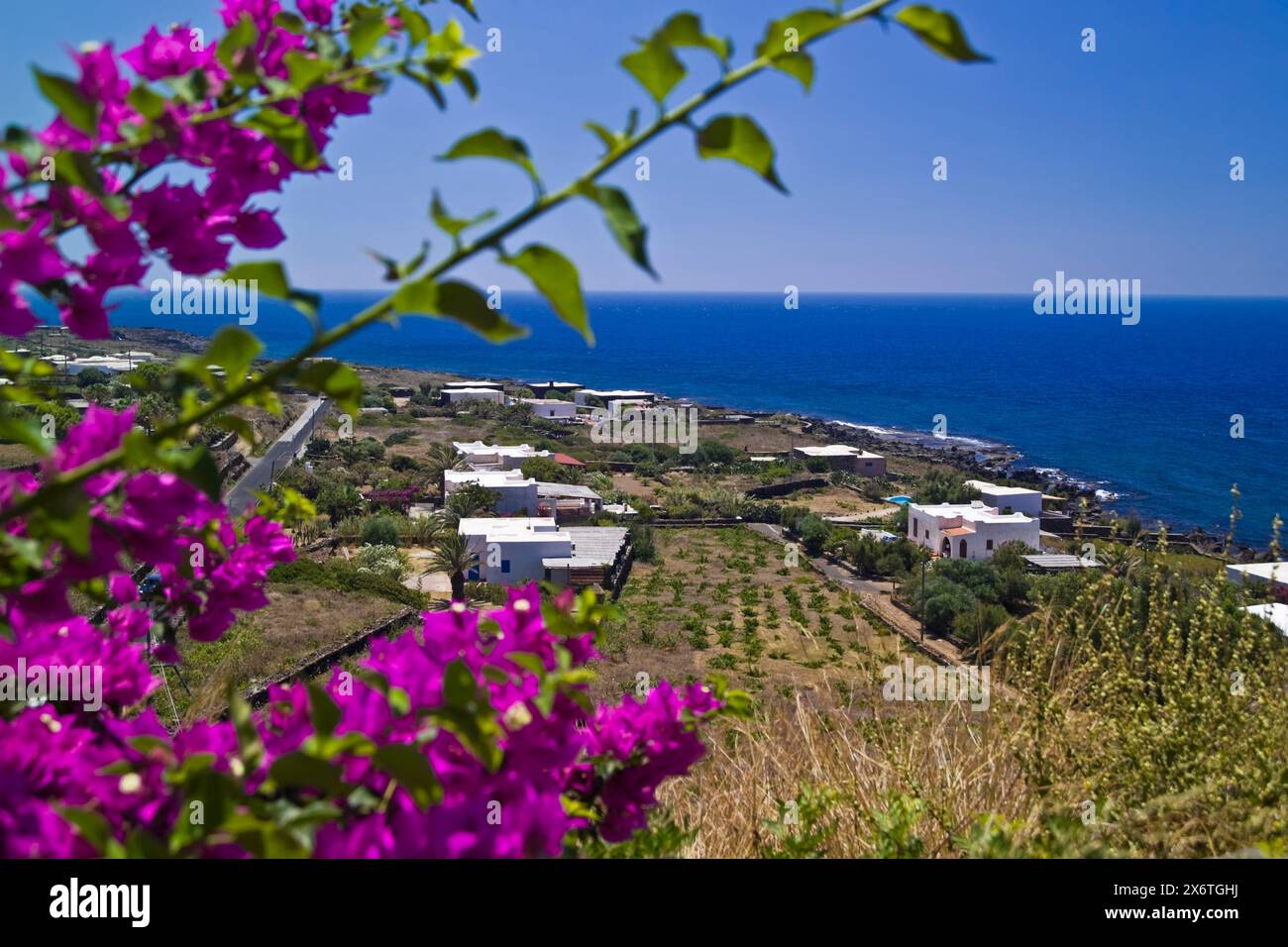 ITALY, Sicily, Pantelleria island, view of the island and Dammusi ...