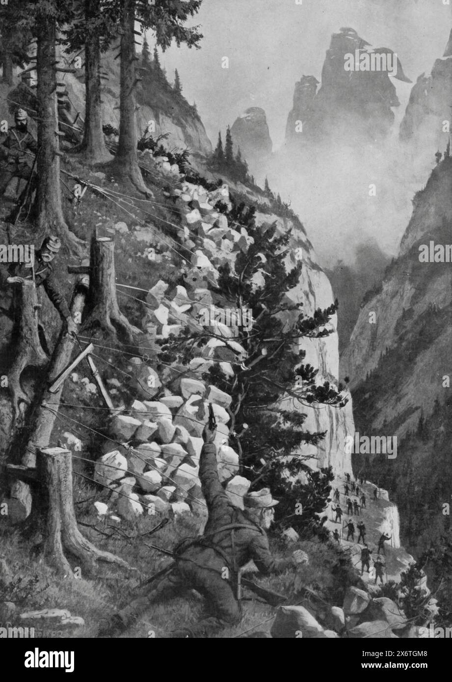 An image depicting the Austrian military using primitive traps to ...