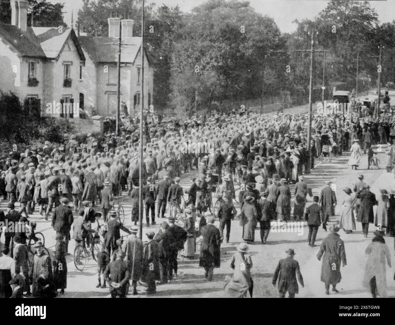 A photograph shows German prisoners marching through the streets of ...