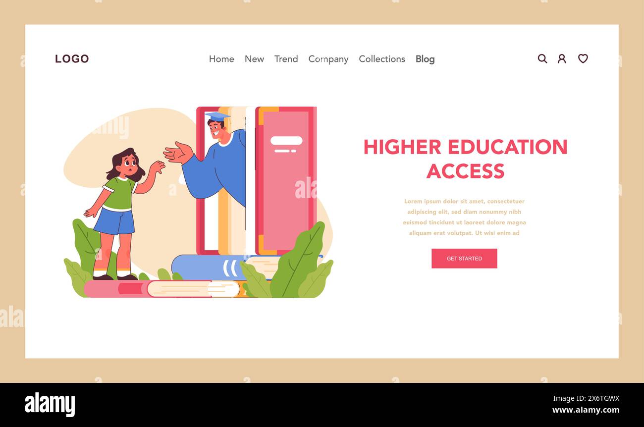 Higher education access concept. Young girl looking up in awe at a ...